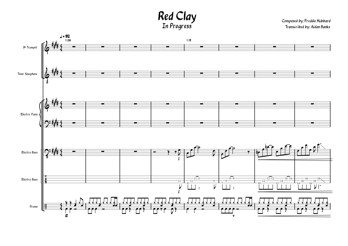 Red clay – Freddie Hubbard Sheet Music and Tab for Piano, Saxophone ...
