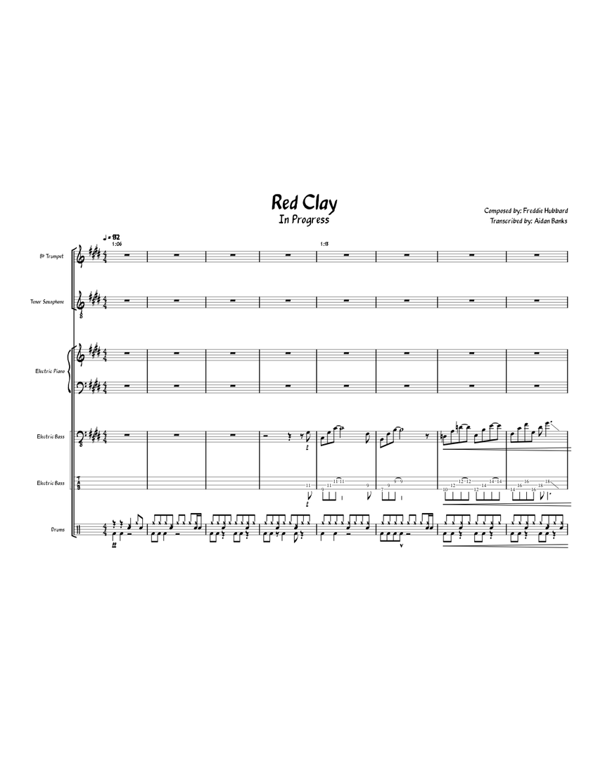 Red clay – Freddie Hubbard Sheet music for Piano, Saxophone tenor ...