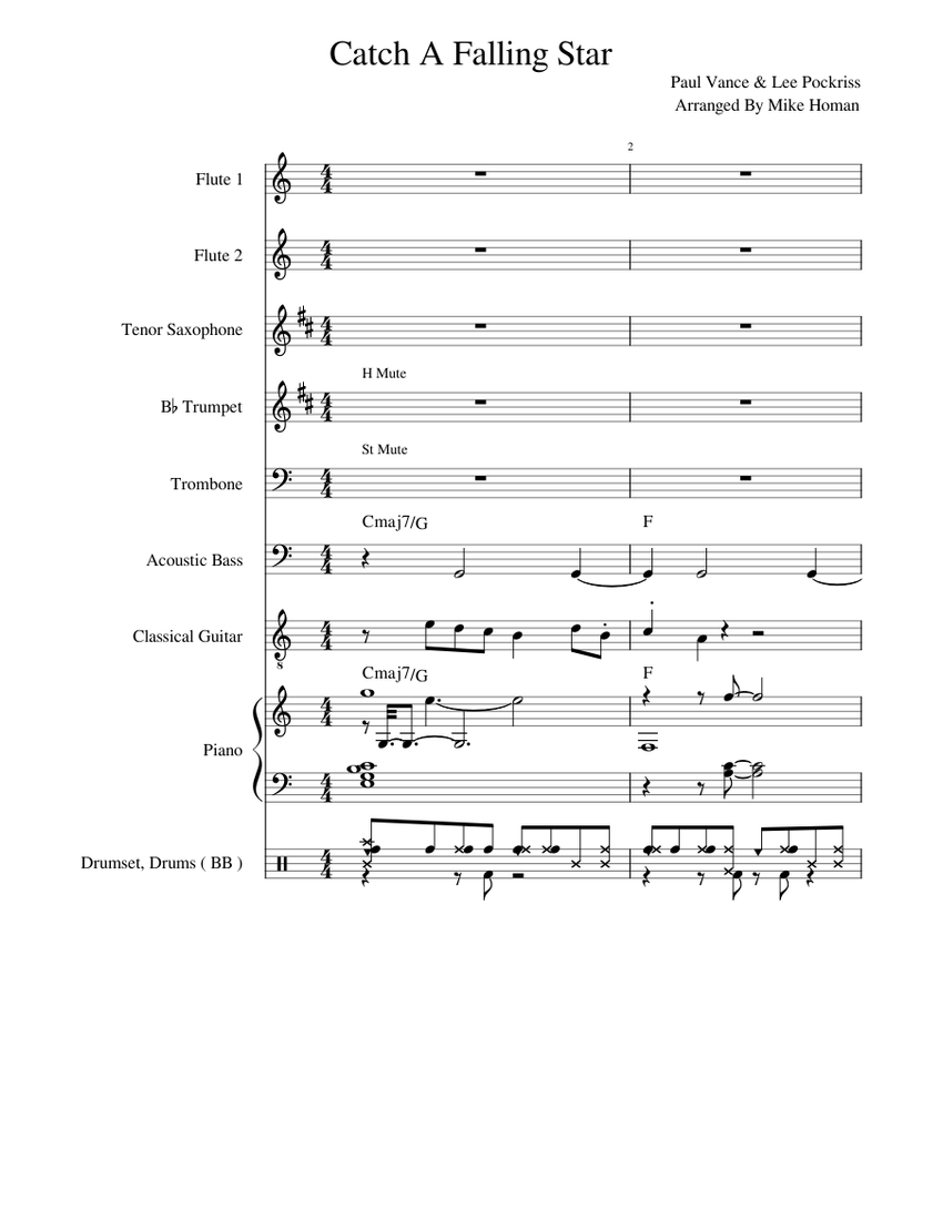 Catch A Falling Star Sheet music for Piano, Trombone, Flute, Saxophone ...