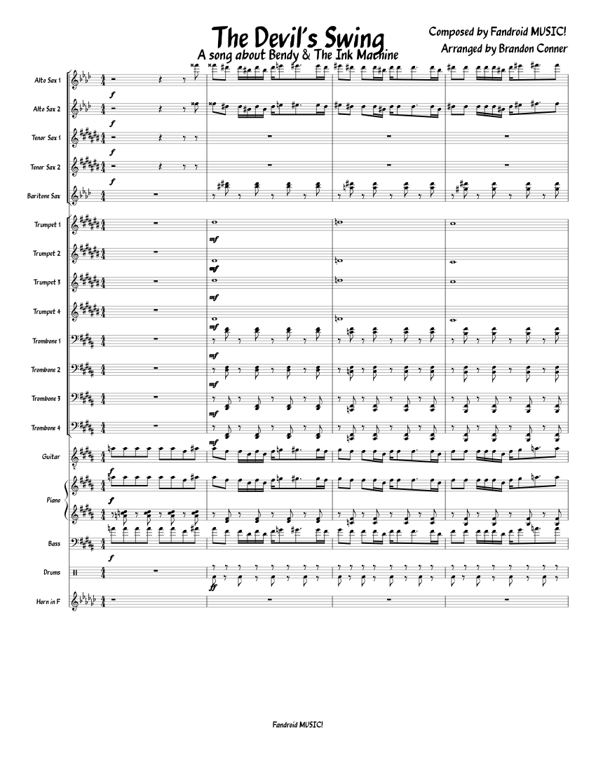 The Devil's Swing Sheet Music for Piano, Trombone, Saxophone alto ...