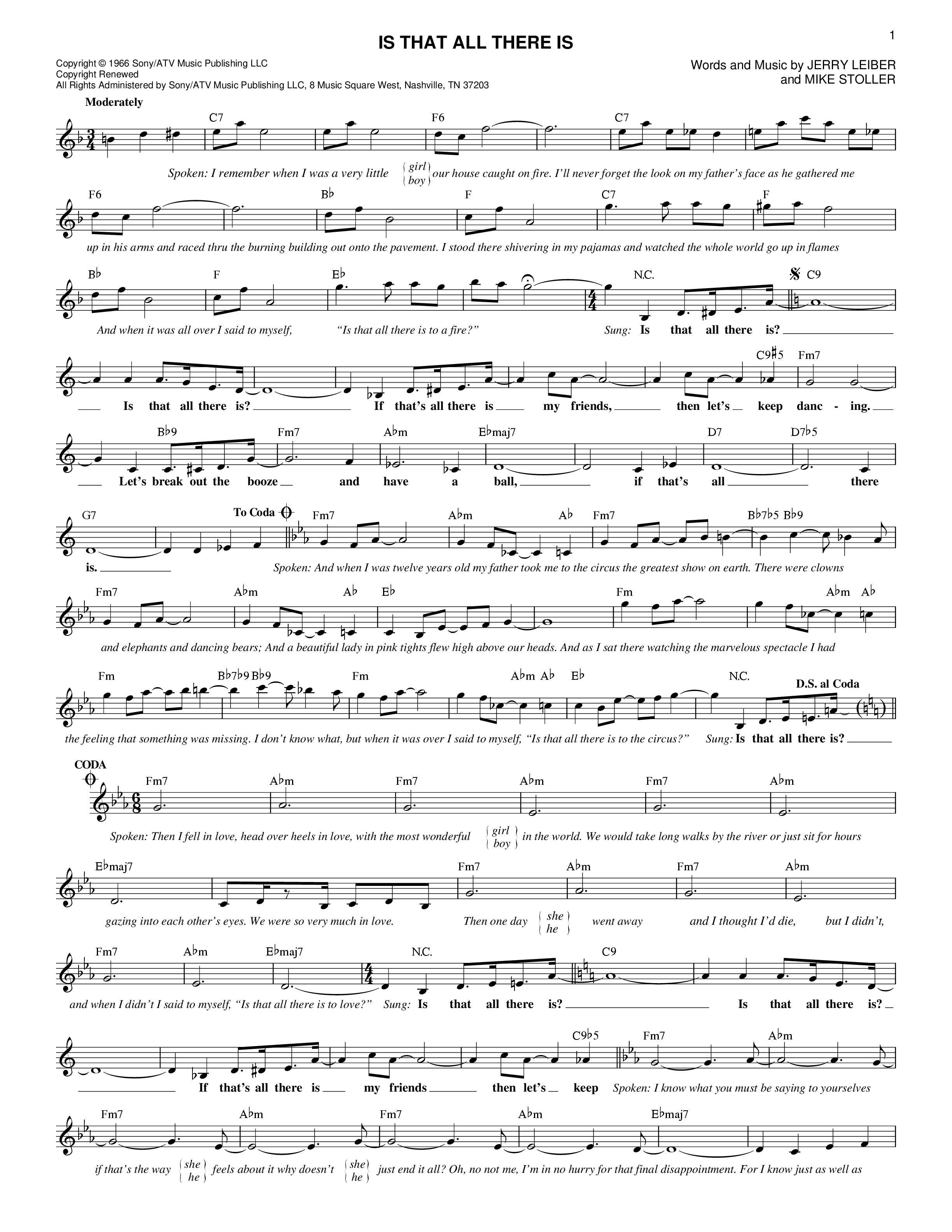 Play Official version of Is that all there is Sheet Music by Peggy Lee ...