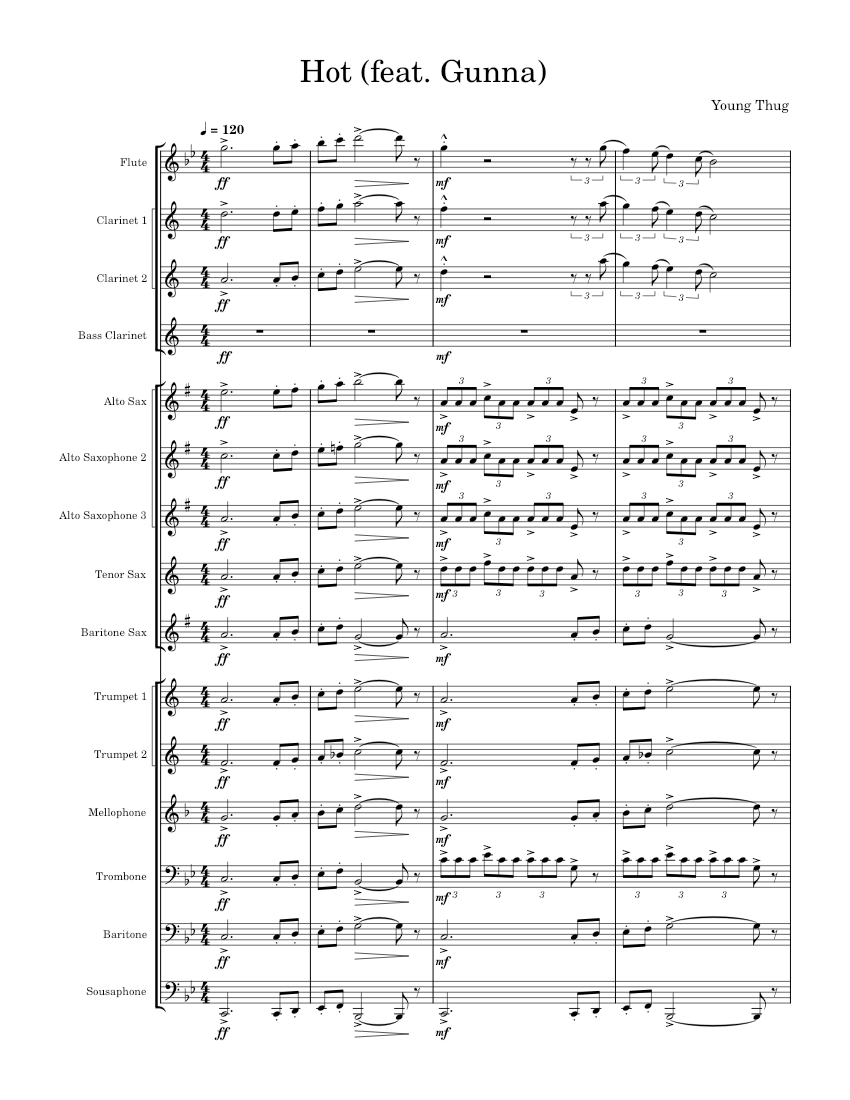 Hot (feat. Gunna) – Young Thug hot - young thug Sheet music for ...