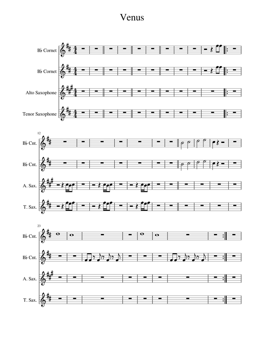 Venus Sheet music for Cornet, Saxophone alto, Saxophone tenor (Mixed ...