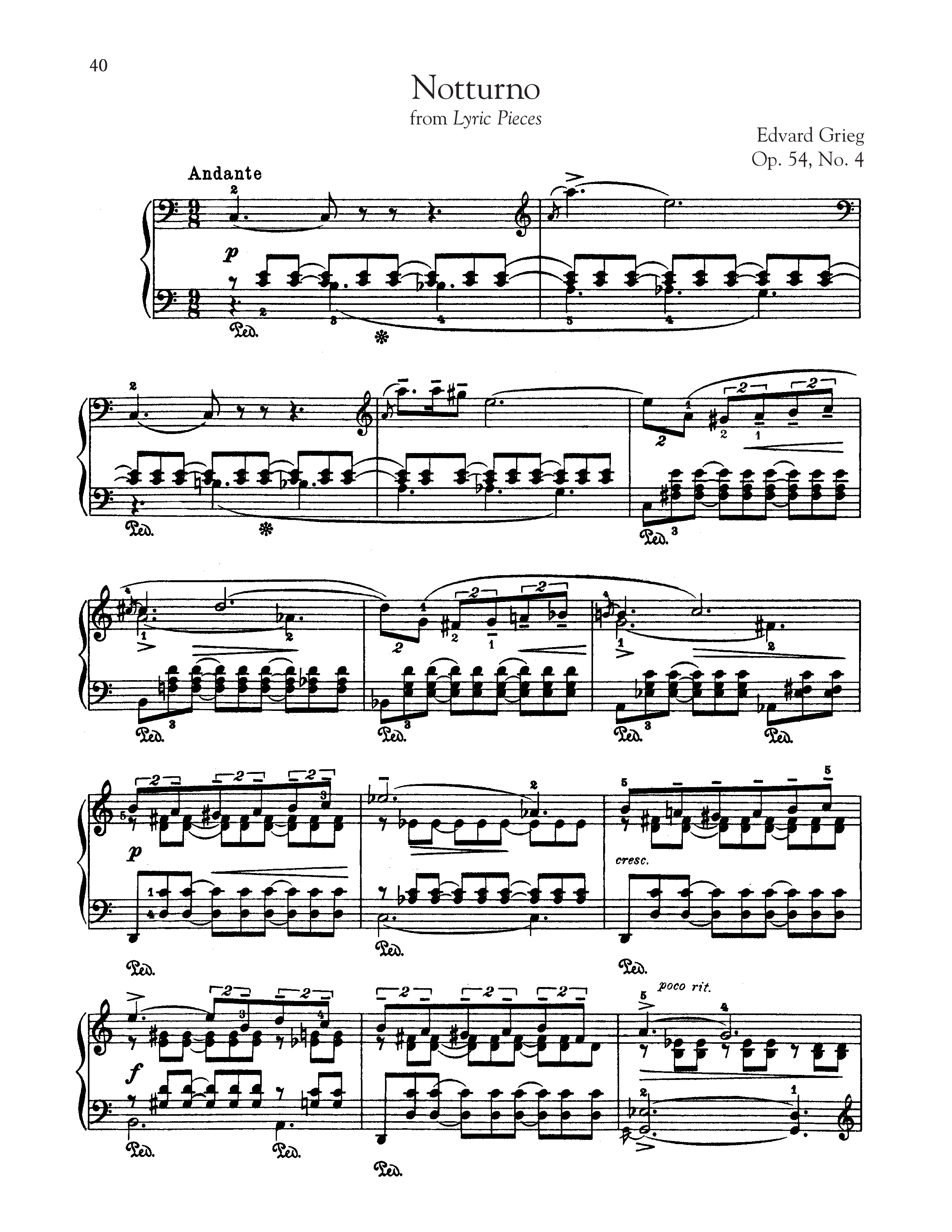 Play Official version of Notturno, Op. 54, No. 4 sheet music by Edvard ...
