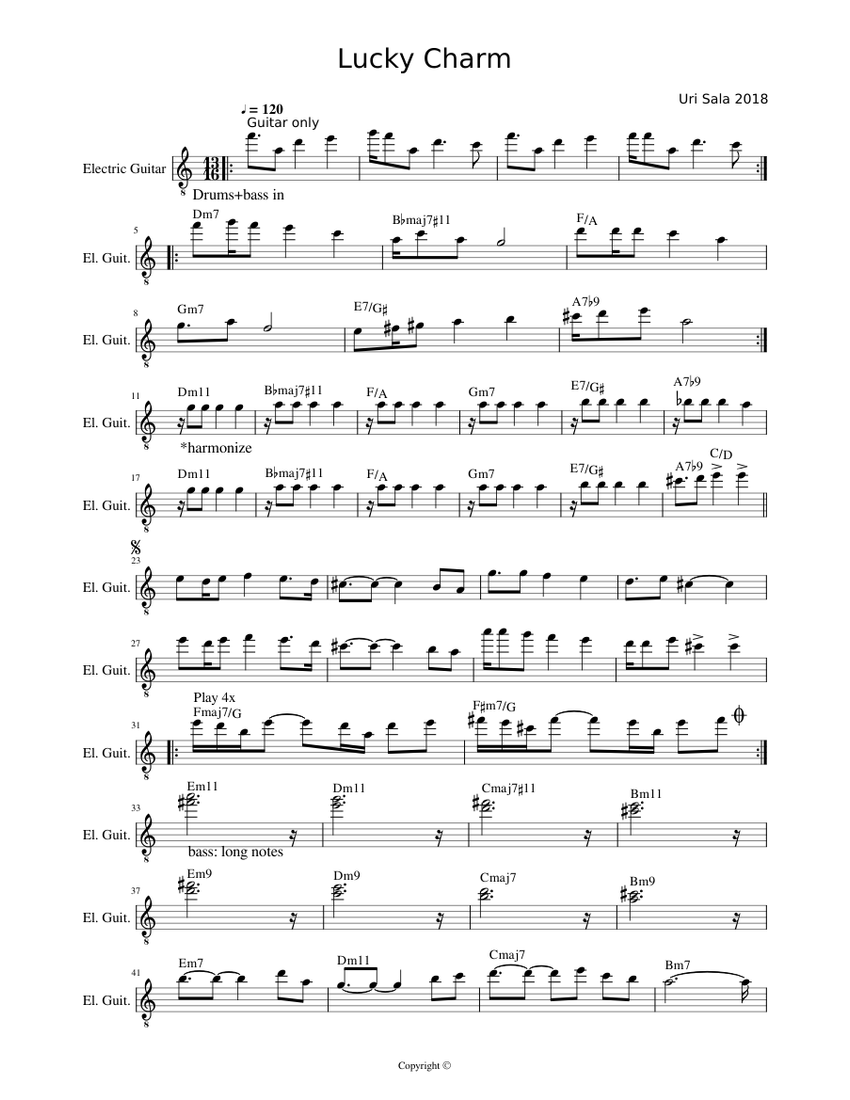 Lucky charm Sheet music for Saxophone tenor, Guitar (Mixed Duet ...