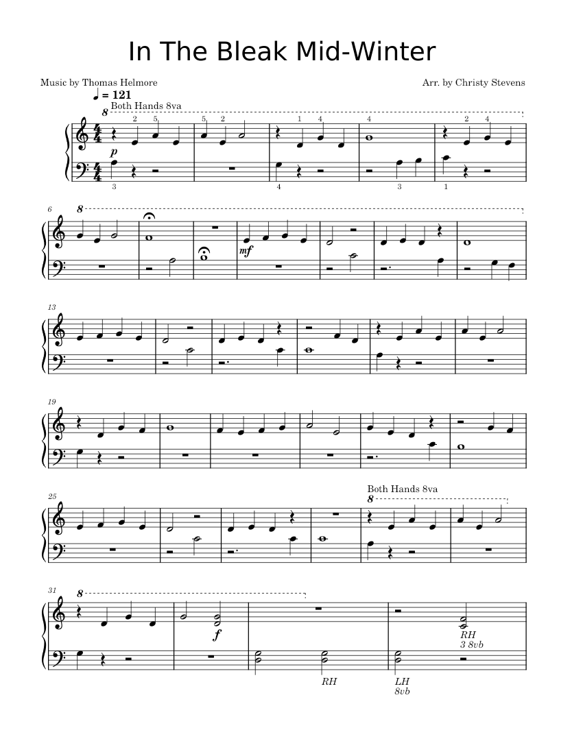 In The Bleak Mid-Winter Sheet music for Piano (Solo) | Musescore.com