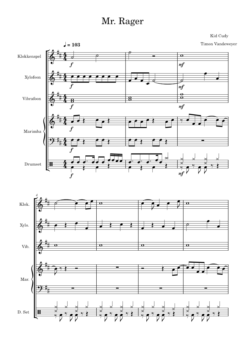 Mr rager – Kid Cudi Sheet Music for Vibraphone, Glockenspiel, Drum ...