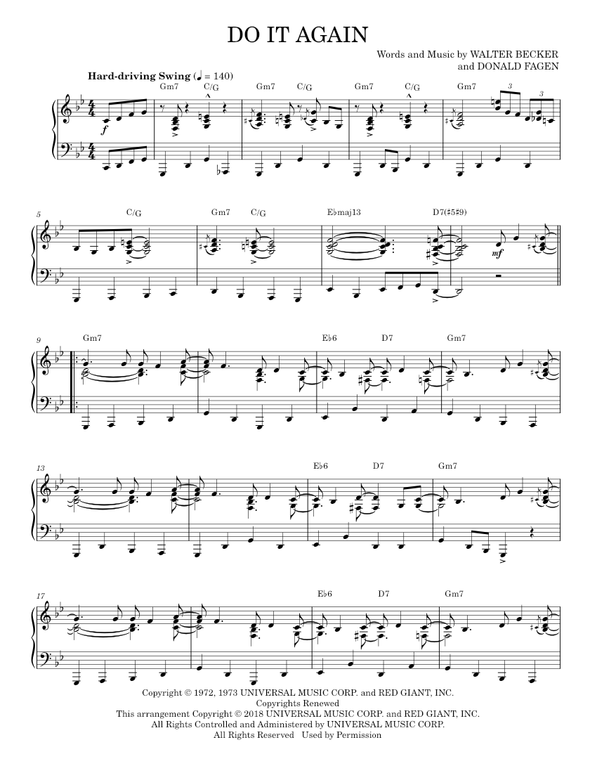 do it again Sheet music for Piano by Steely Dan: Music Notes by MuseScore