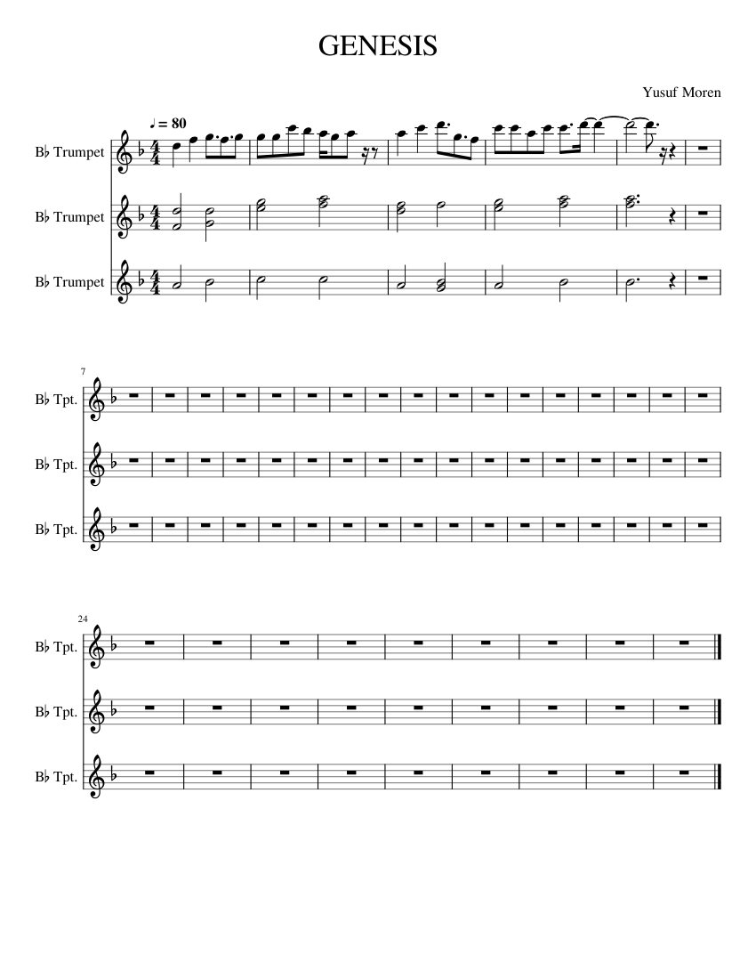 Genesis Sheet music for Trumpet in b-flat (Mixed Trio) | Musescore.com
