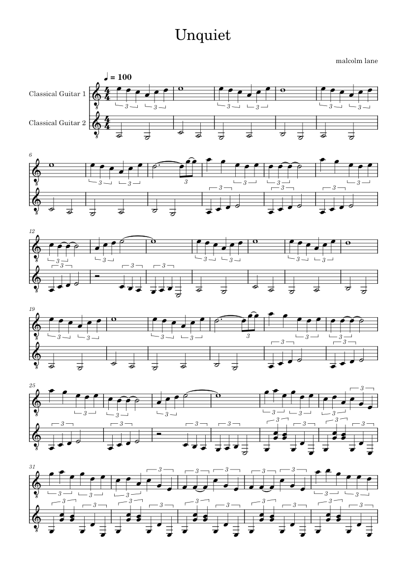 Unquiet Sheet music for Guitar (Mixed Duet) | Musescore.com
