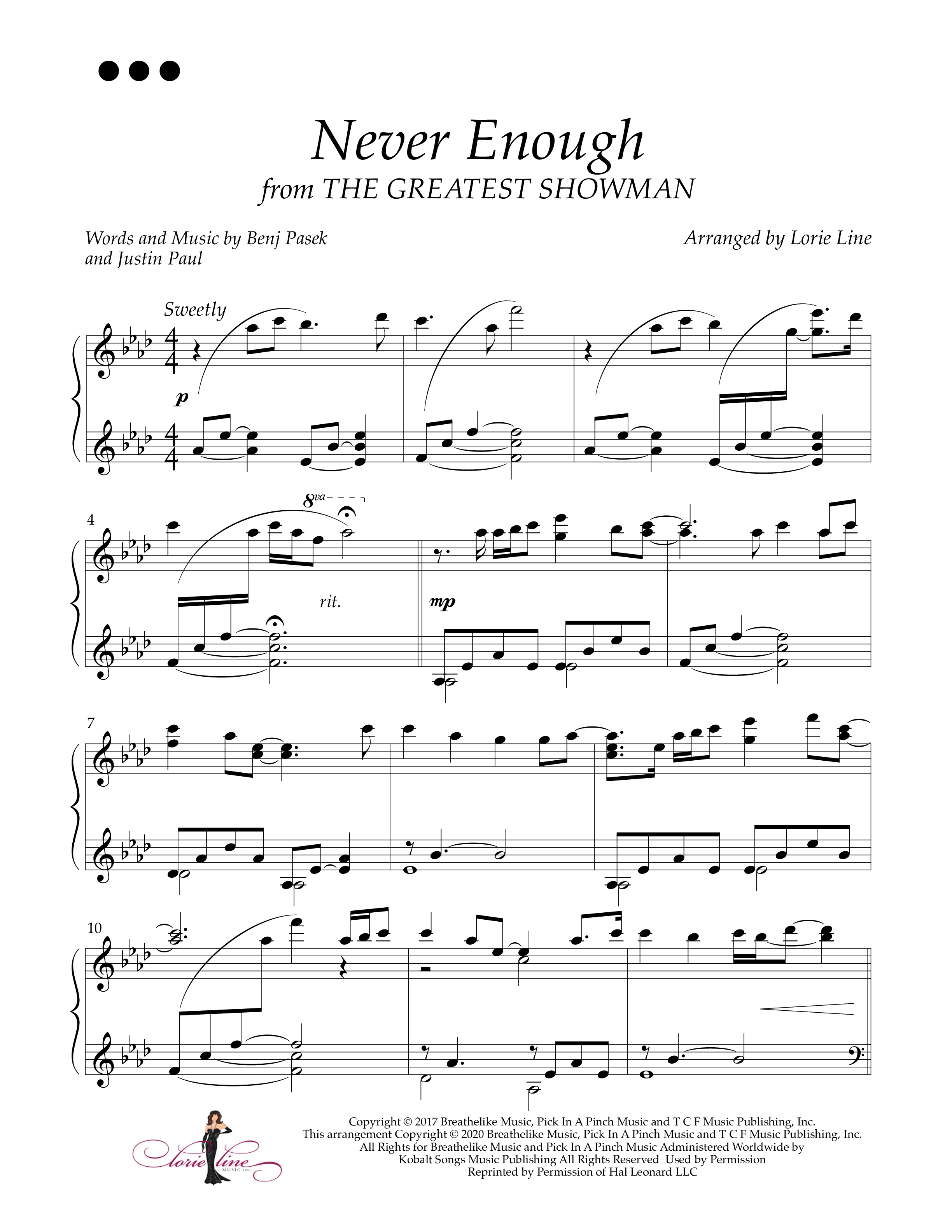 Play Official version of Never Enough Sheet Music by Benj Pasek and ...
