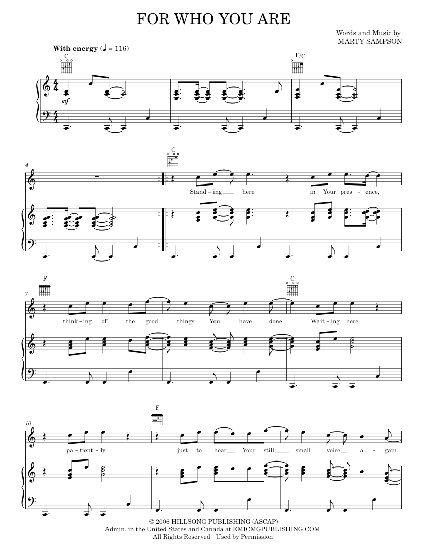 for who you are Sheet music for Piano, Vocals: Music Notes
