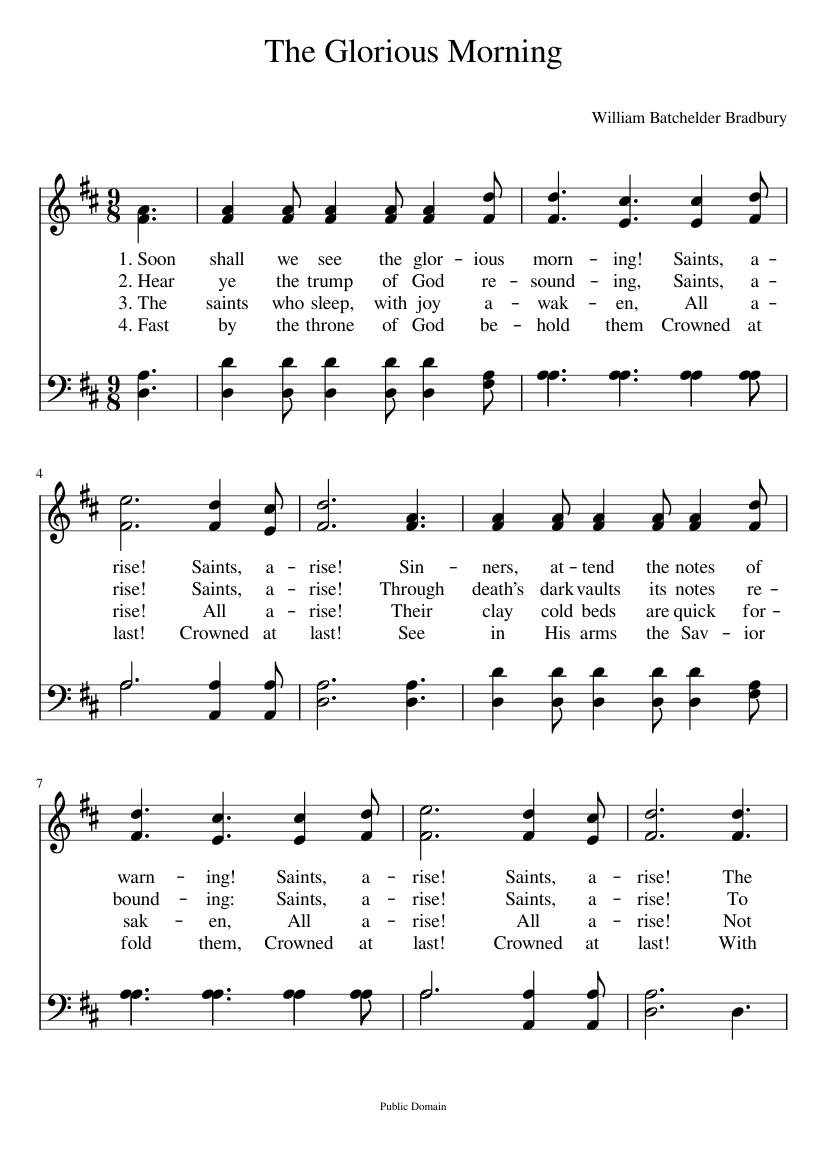 Soon shall we see the glorious morning - William B. Bradbury Sheet ...