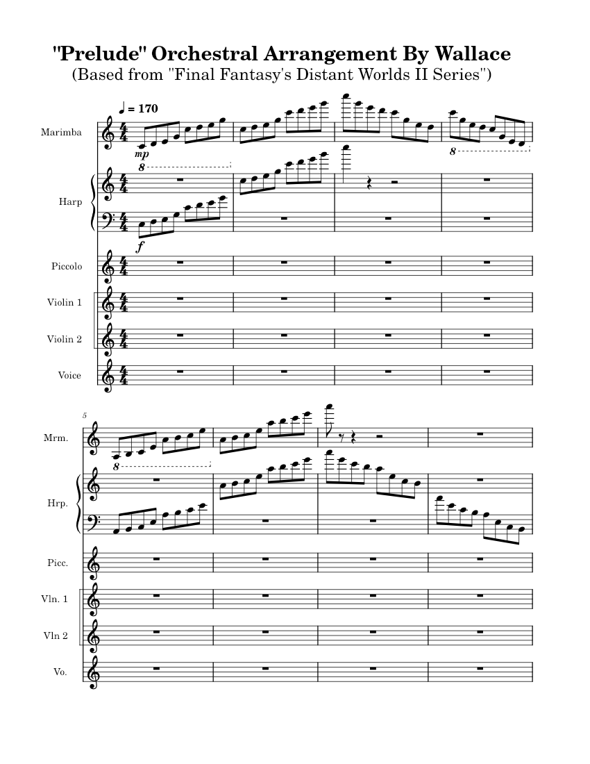 Final Fantasy Prelude (Orchestral Arrangement) by Wallace Sheet music for Vocals, Flute piccolo ...