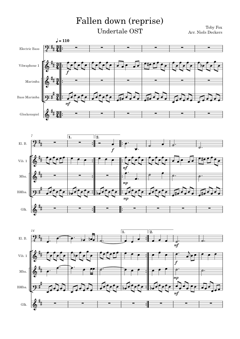 Fallen Down (Reprise) – Toby Fox Fallen_down_(reprise) Sheet music for ...