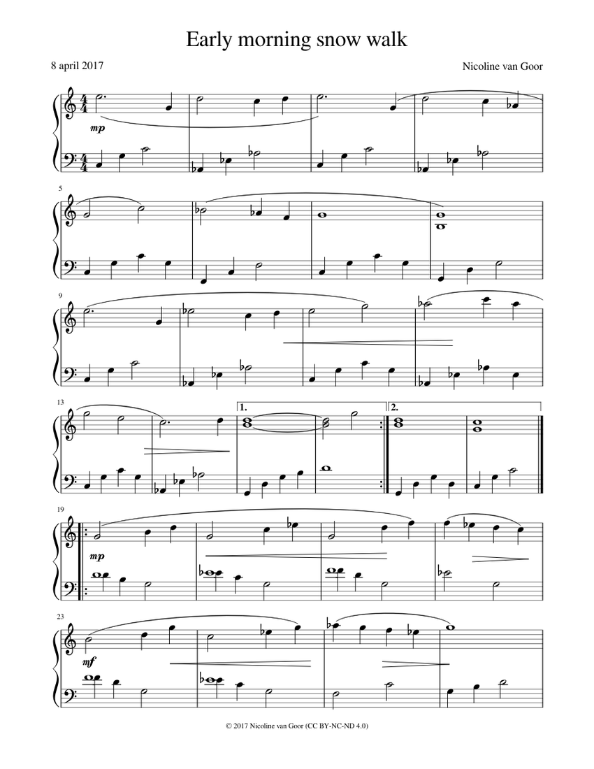 Early morning snow walk Sheet music for Piano (Solo) | Download and ...