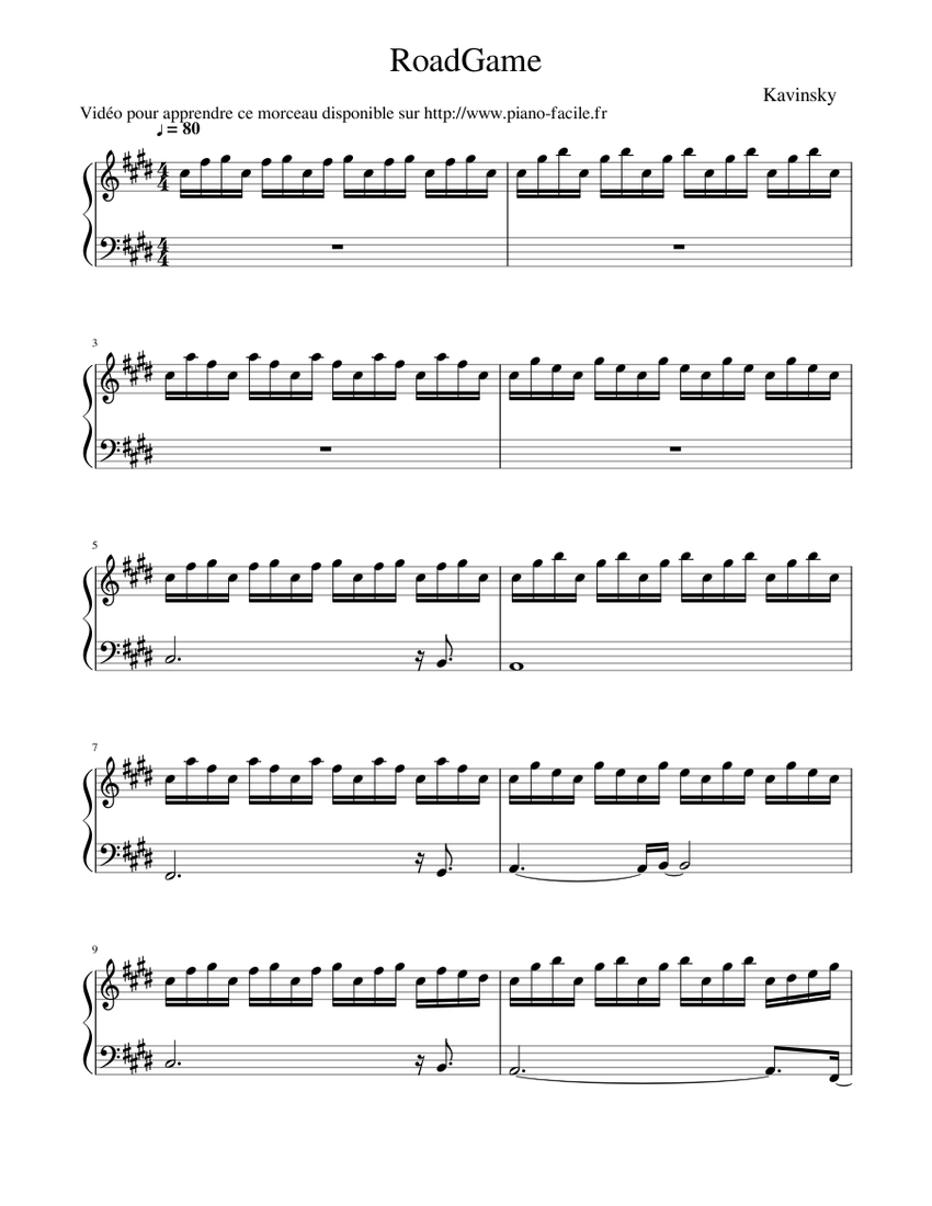 Kavinsky - Road Game Sheet music for Piano (Solo) | Musescore.com