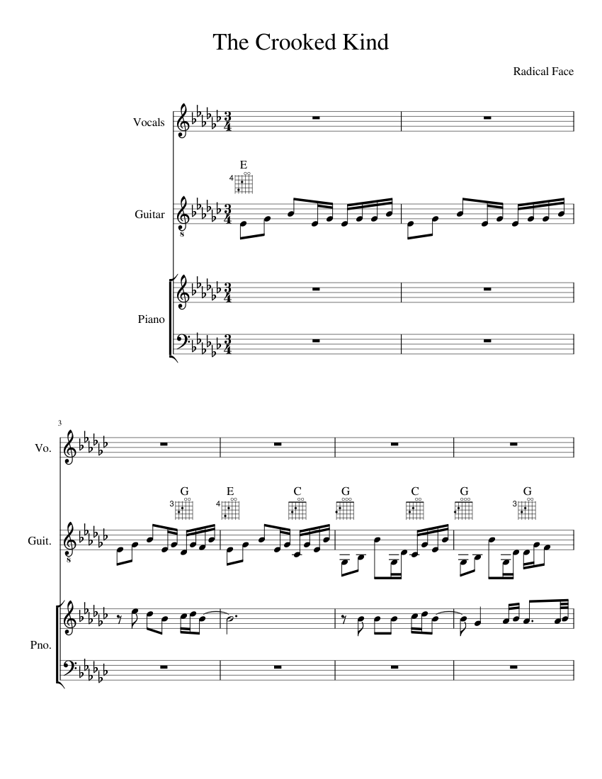 The Crooked Kind Sheet music for Piano, Vocals, Guitar (Piano-Voice ...