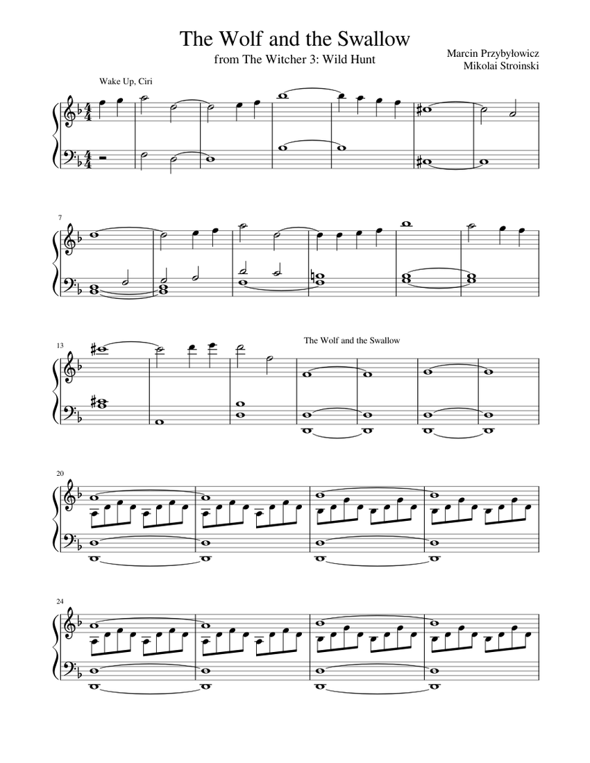 The Wolf and the Swallow Sheet music for Piano (Solo) Easy | Musescore.com