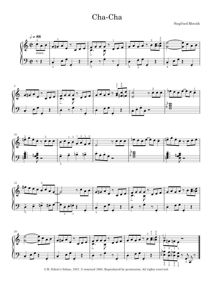Play Official version of Cha-Cha sheet music by Merath for Piano ...