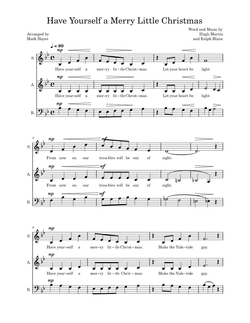 Have yourself a merry little christmas – Hugh Martin Sheet music for Soprano, Alto, Bass voice ...
