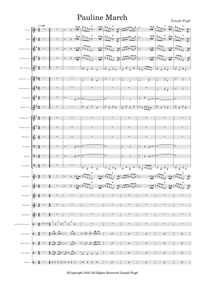 Pauline_March by Joseph Pugh Sheet music for Trombone, Flute piccolo ...