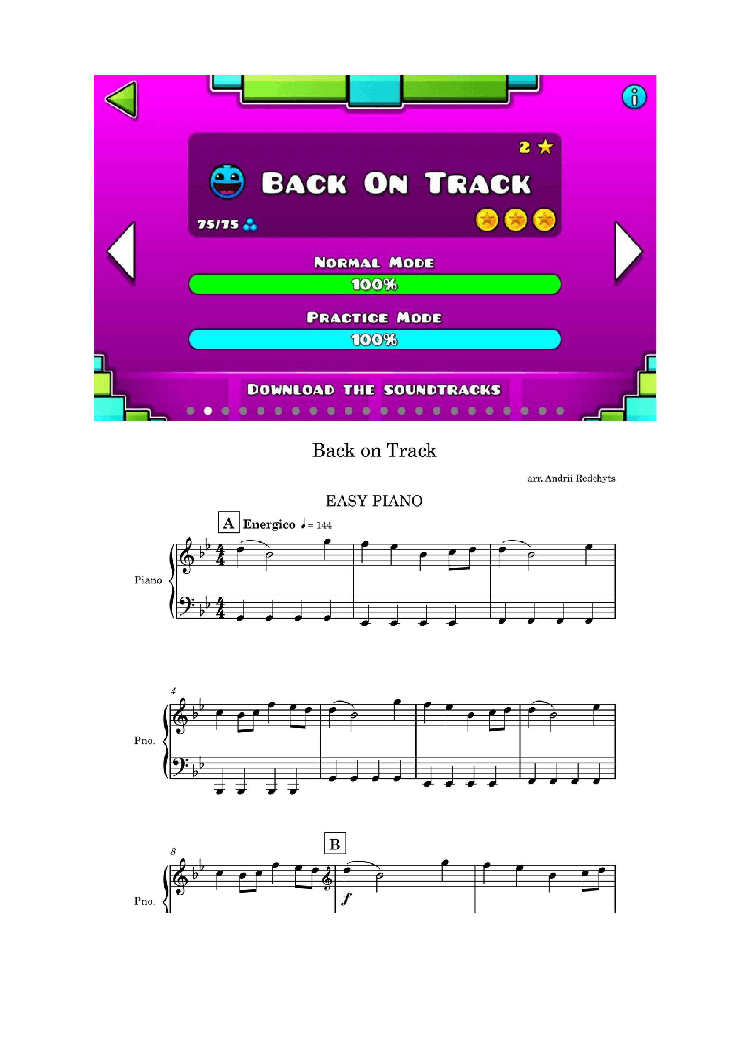 Play Official version of Back on track Sheet Music by DJVI for Piano ...