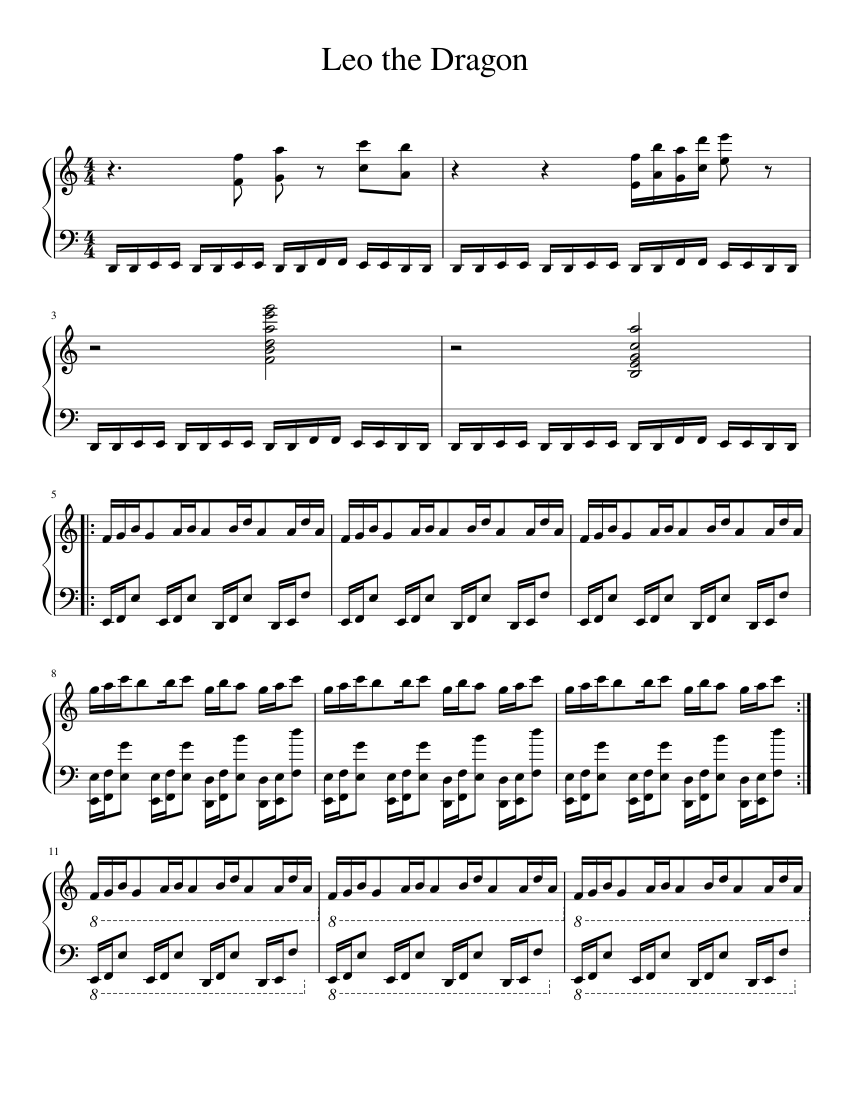 Leo's theme Sheet music for Piano (Solo) | Download and print in PDF or ...