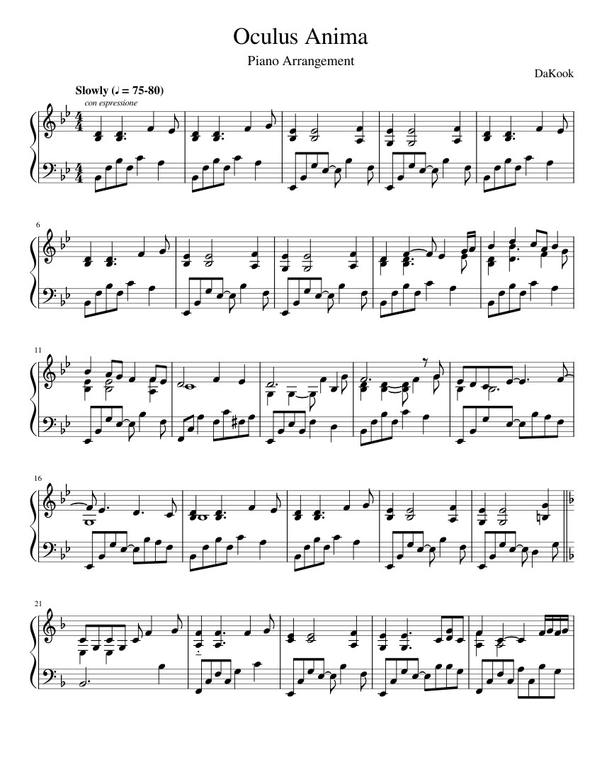 Oculus Anima - Piano Solo Sheet music for Piano (Solo) Easy | Musescore.com