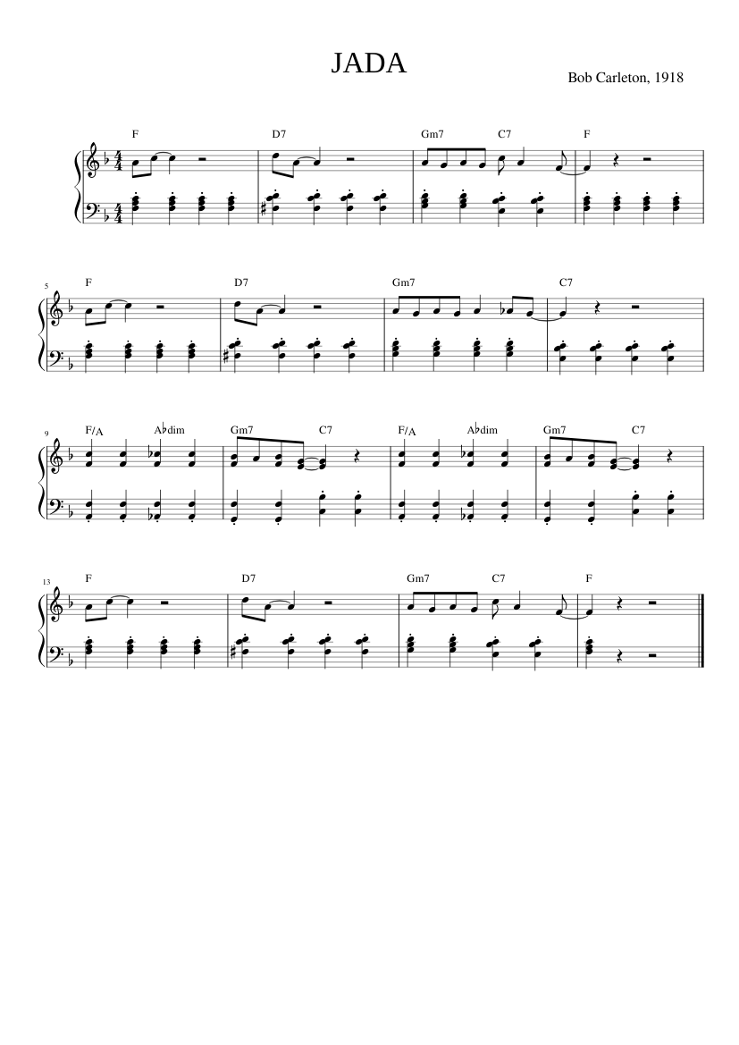 Jada Sheet music for Piano (Solo) Easy | Musescore.com