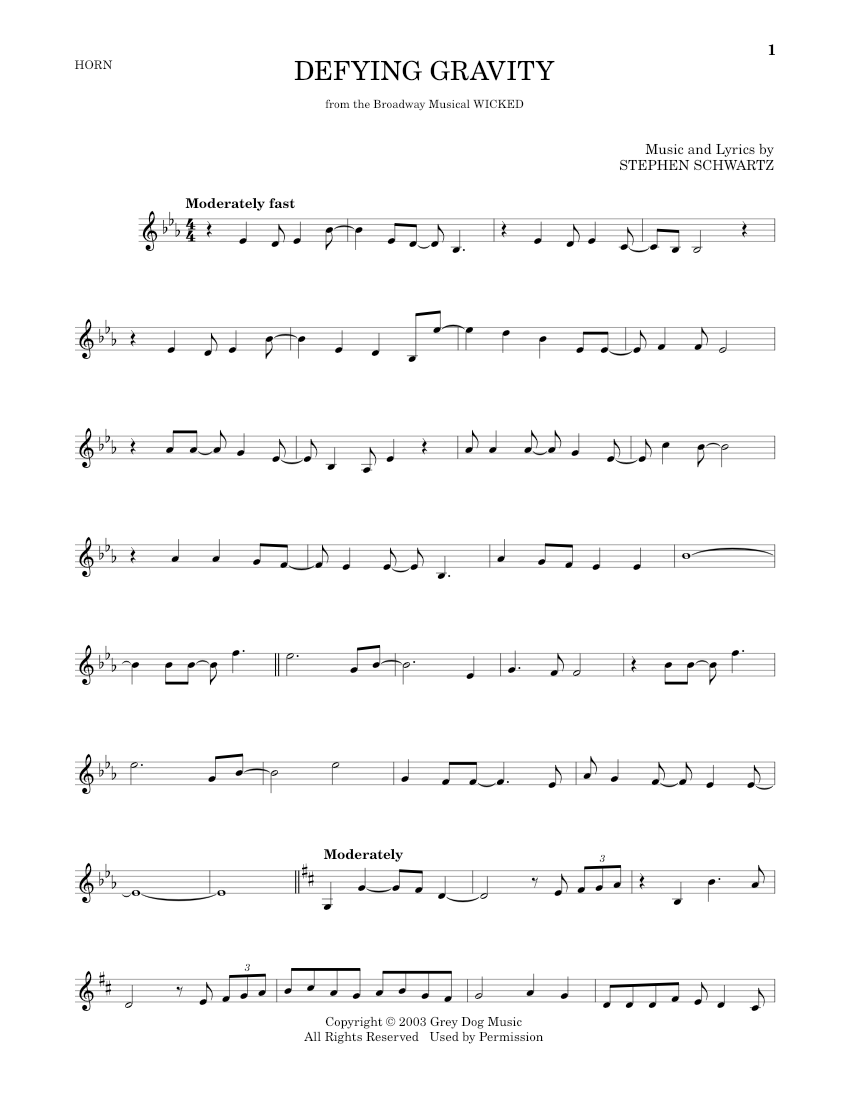 Play Official version of Defying Gravity (from Wicked) sheet music by ...