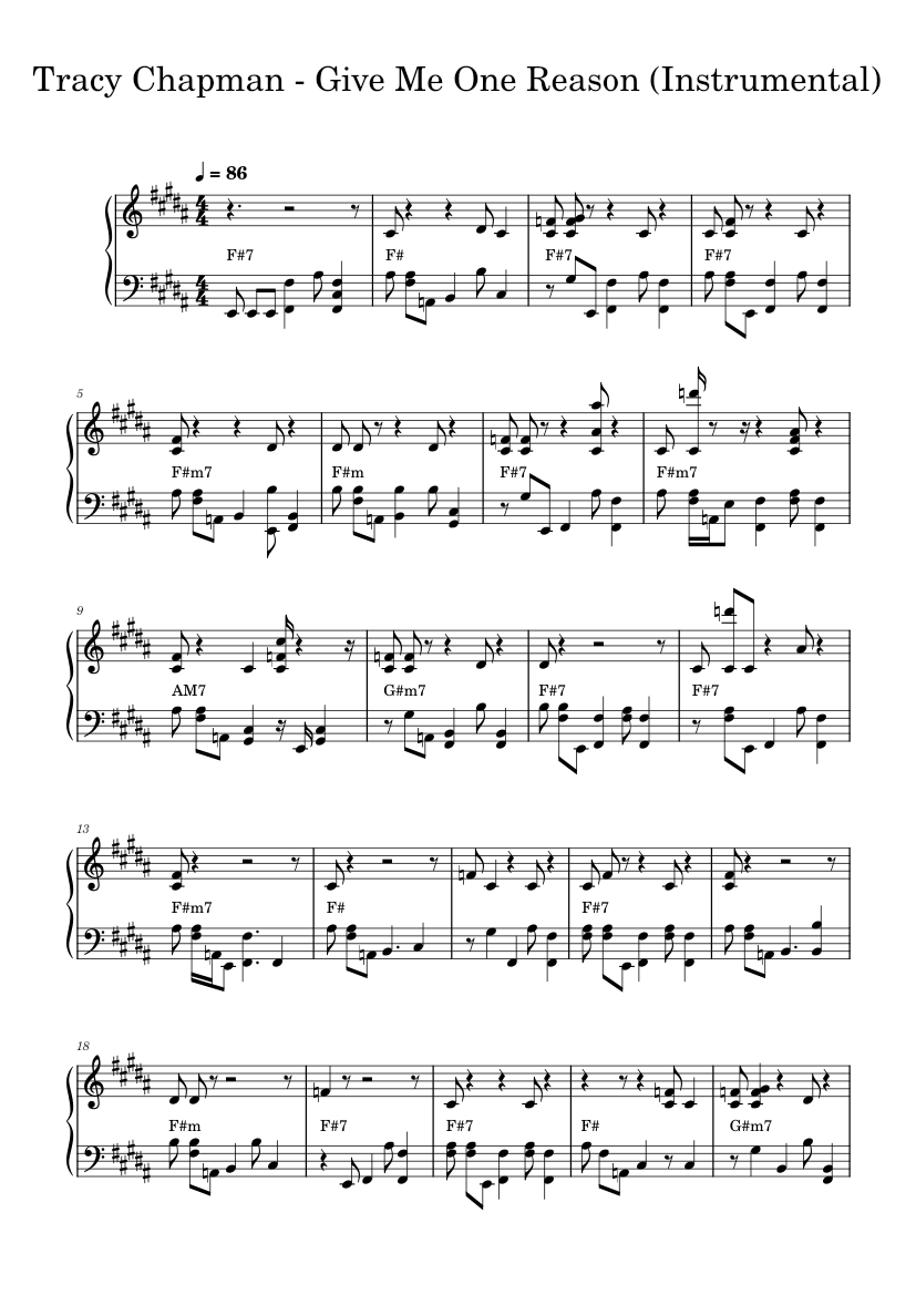 Give Me One Reason – Tracy Chapman Sheet music for Piano (Solo ...