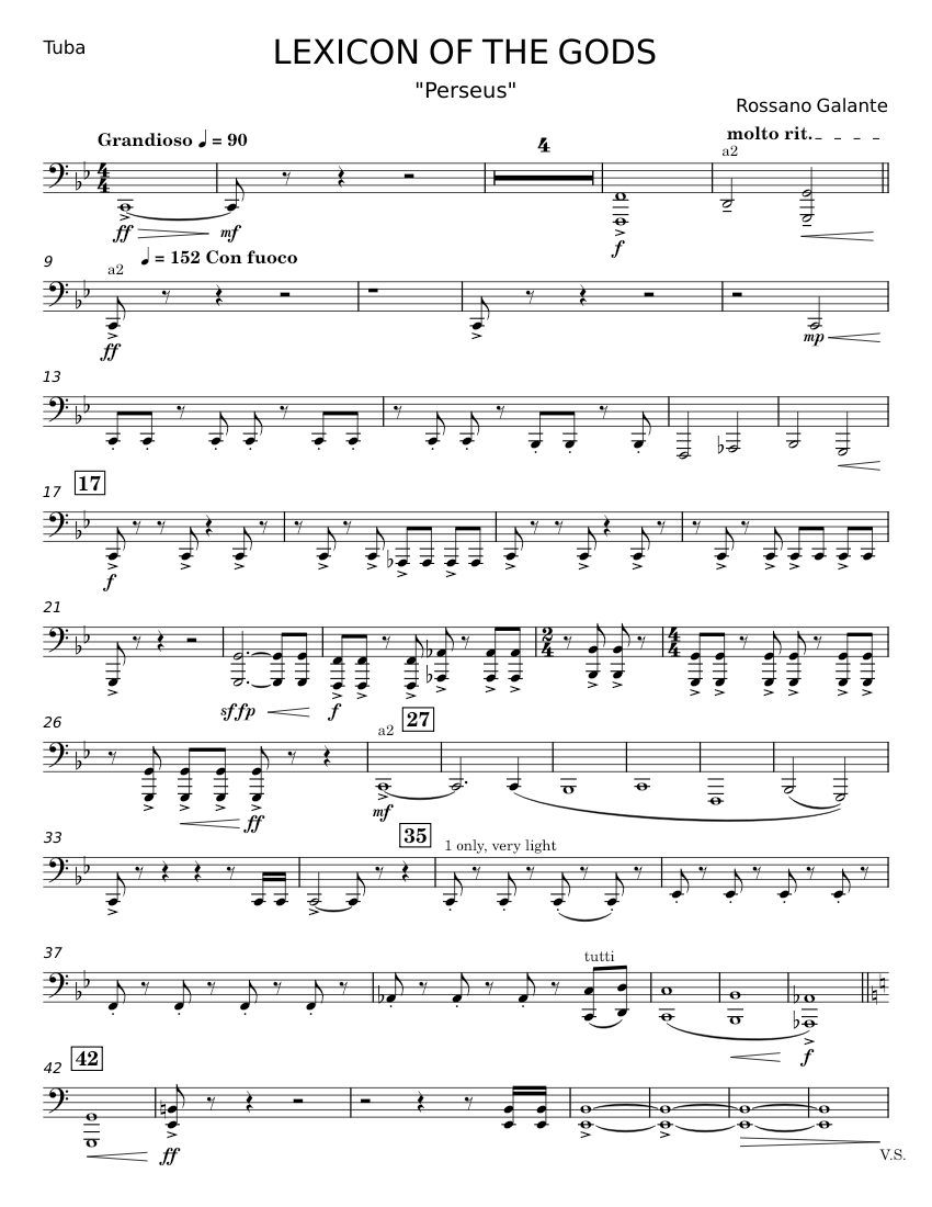 LEXICON OF THE GODS – Rossano Galante Sheet Music for Tuba (Solo ...