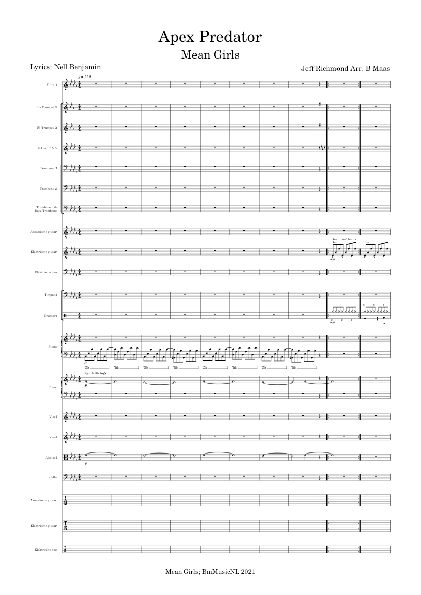 Mean Girls - Apex Predator Sheet Music and Tab for Piano, Trombone ...