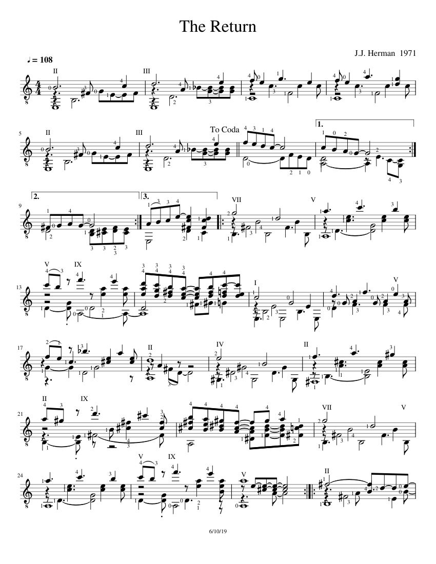 The Return Sheet music for Guitar (Solo) | Musescore.com