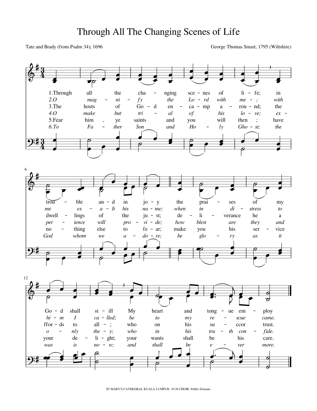 Through All The Changing Scenes of Life (Wiltshire) Sheet music for ...