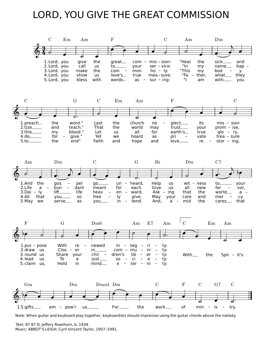 Lord, You Give the Great Commission - Jeffery W. Rowthorn - Jeffery W ...