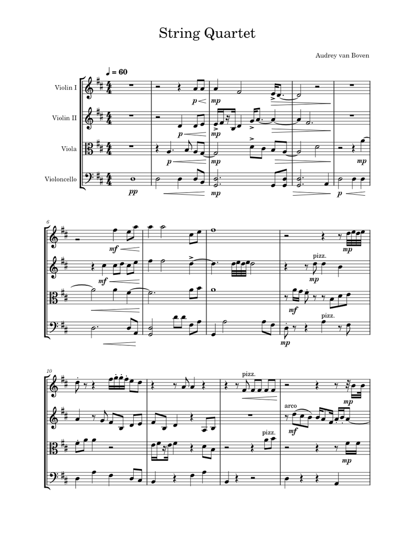String Quartet Sheet music for Violin, Viola, Cello (String Quartet) | Musescore.com