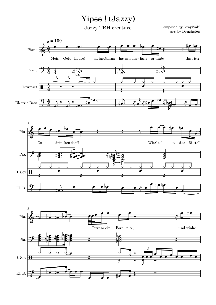 Yippee! jazzy – gray wolf Yippee but jazz all parts Sheet music for ...