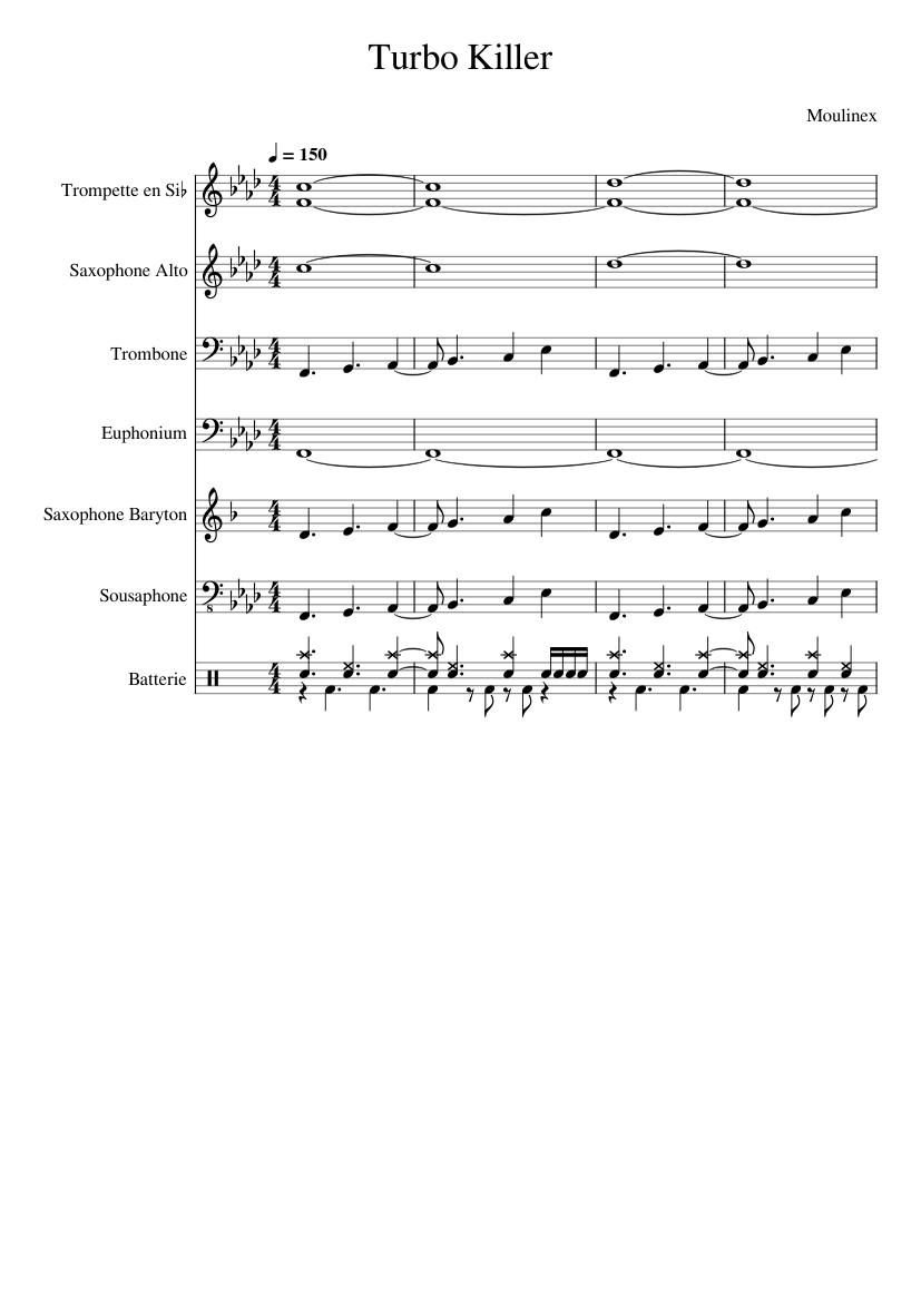 Turbo Killer Sheet music for Trombone, Euphonium, Saxophone alto ...
