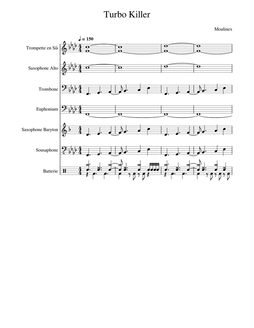 Turbo Killer Sheet music for Trombone, Euphonium, Saxophone alto, Saxophone baritone & more ...
