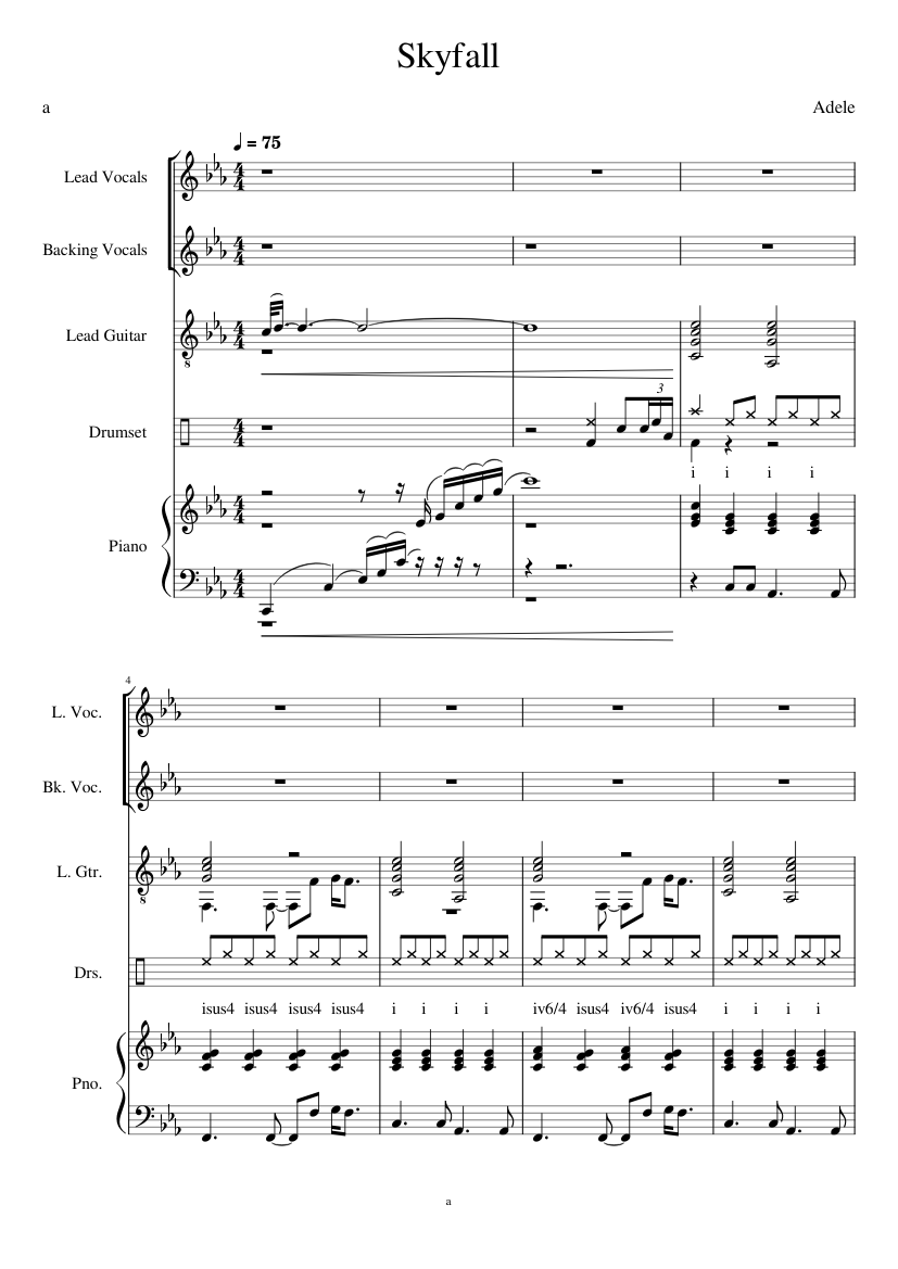 Skyfall – Adele Skyfall - Adele Sheet music for Piano, Vocals, Guitar ...