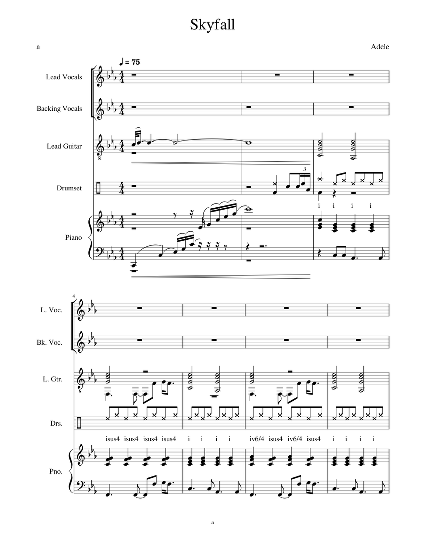 Skyfall – Adele Skyfall - Adele Sheet music for Piano, Vocals, Guitar ...