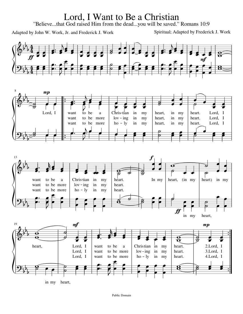 Lord, I Want to Be a Christian Sheet music for Piano (SATB) Easy ...
