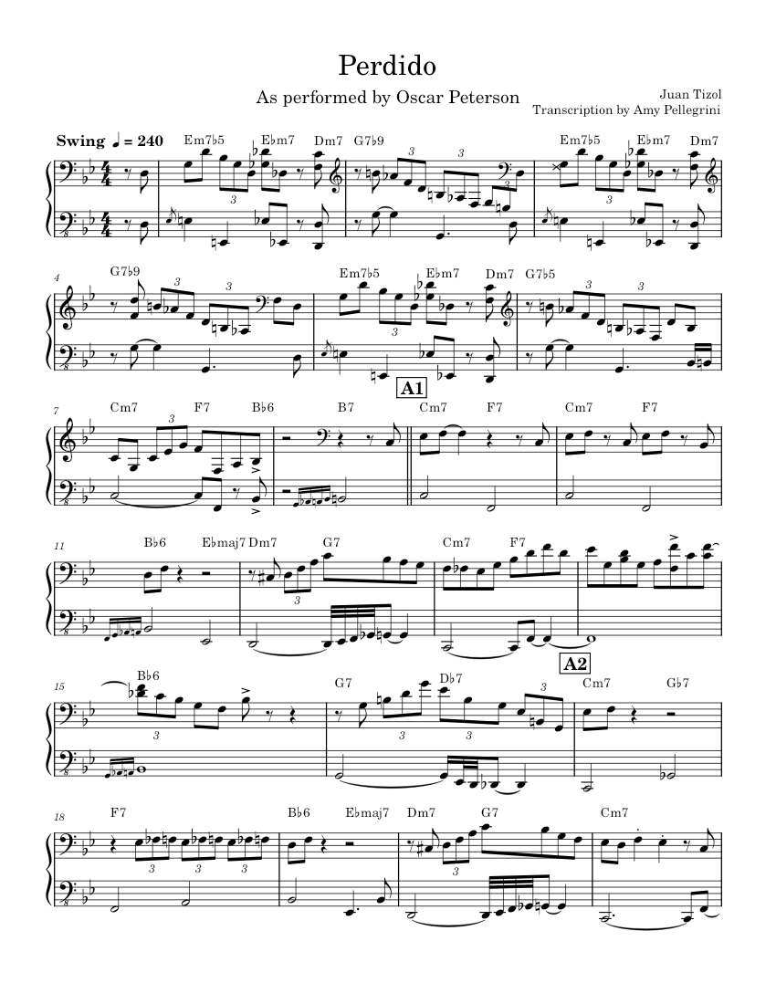 Perdido - Oscar Peterson Sheet music for Piano (Solo) | Musescore.com