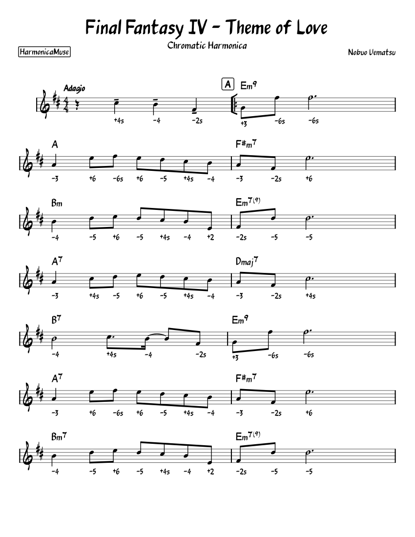 Theme of love – Final Fantasy IV (Chromatic Harmonica) Sheet music for ...