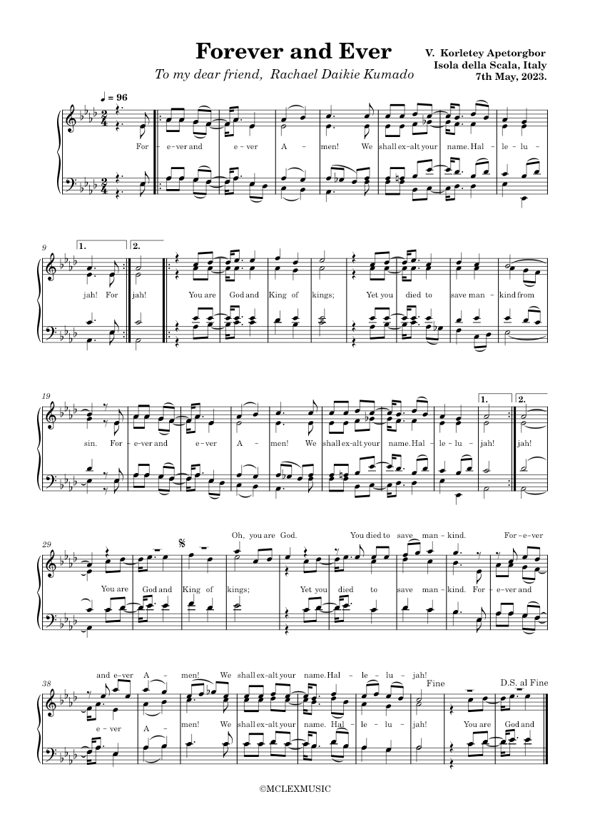 Forever and Ever Sheet music for Piano (Choral) Easy | Musescore.com