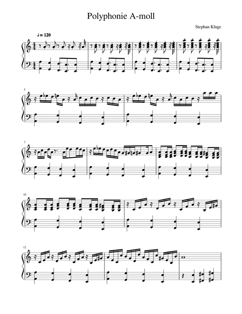 Polyphonie A moll Sheet music for Piano (Solo) | Musescore.com