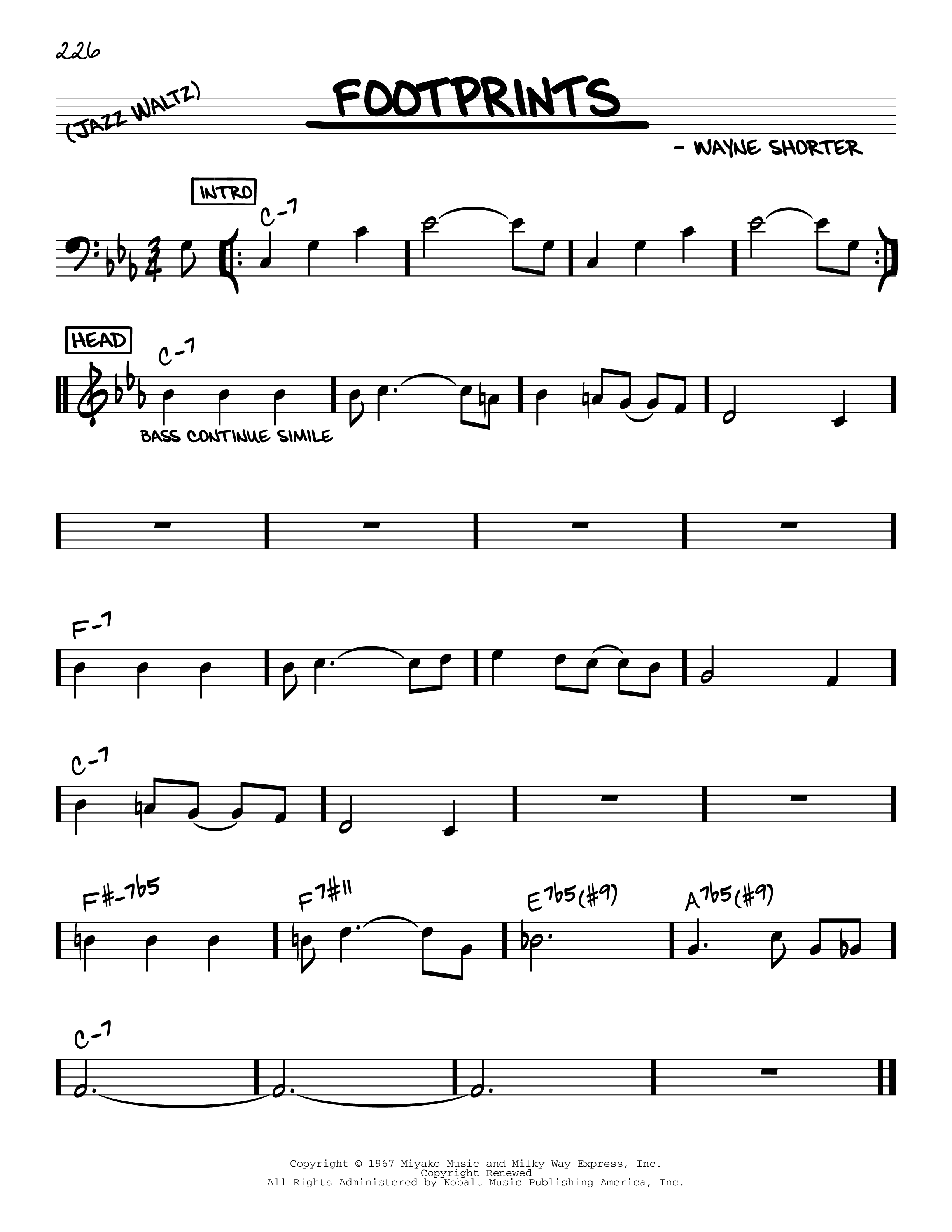 Play Official version of Footprints Sheet Music by Wayne Shorter for ...