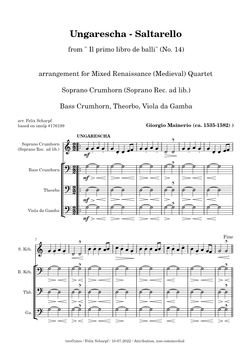 Ungarescha & Saltarello - Giorgio Mainerio - arr. for Renaissance ...
